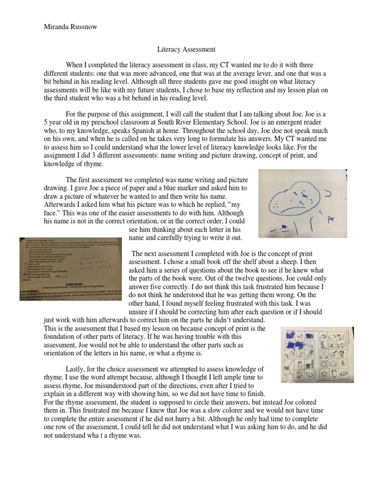 Literacy Assessment Word | PDF | Literacy | Question