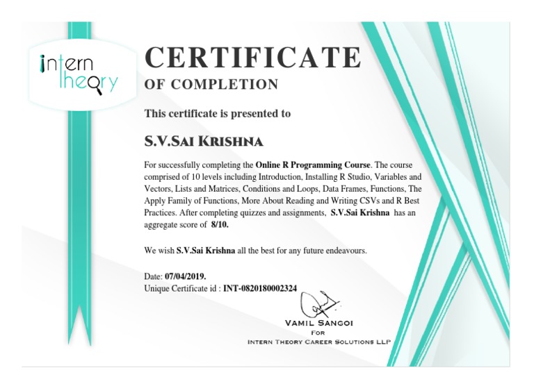 R Certificate PDF | PDF