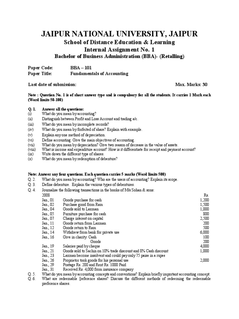 Bba I Year Assignment Question Papers | PDF | Retail | Economics