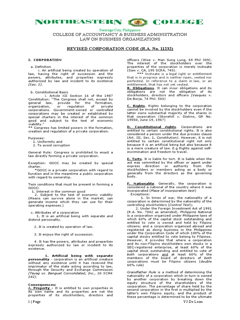 College of Accountancy & Business Administration Law On Business ...