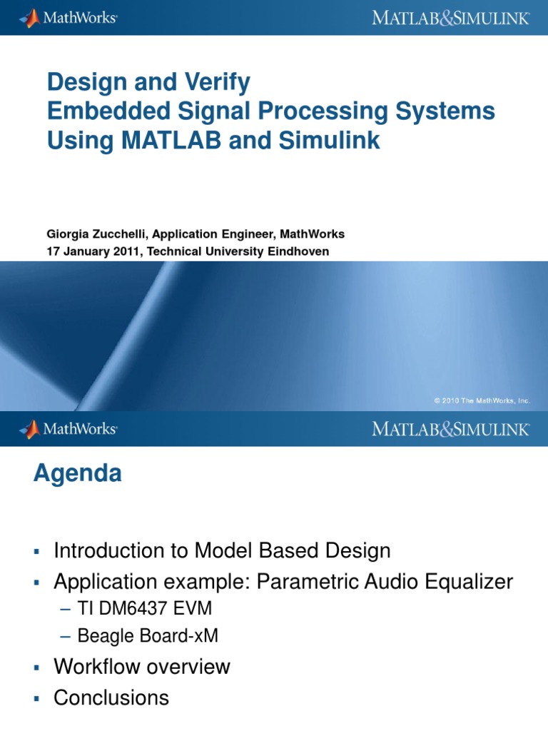Design and Verify Embedded Signal Processing Systems Using MATLAB and ...