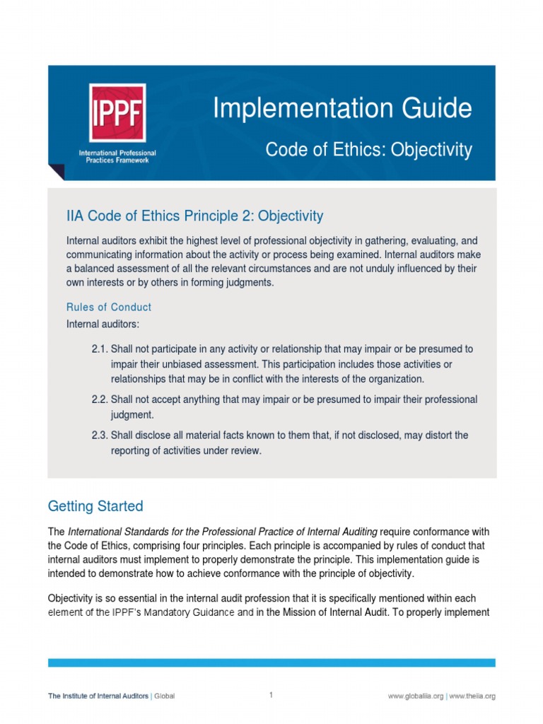 IG Code of Ethics 2 Objectivity | PDF | Internal Audit | Audit