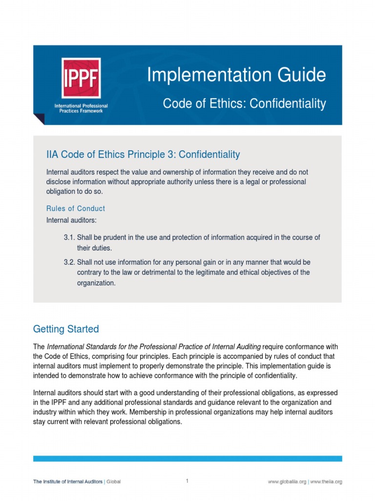IG Code of Ethics 3 Confidentiality | PDF | Internal Audit ...