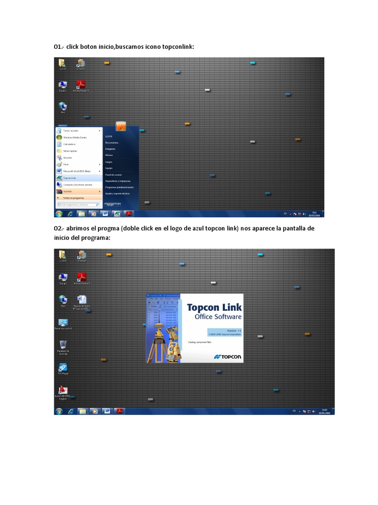 Bajada de Datos ET Topcon GTS 105N Con Topcon Link v7 | PDF | USB | Informática