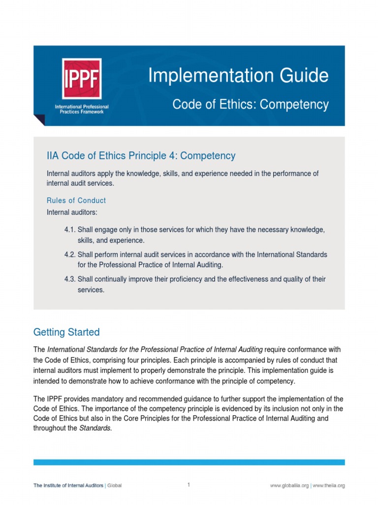 IG Code of Ethics 4 Competency | PDF | Internal Audit | Audit