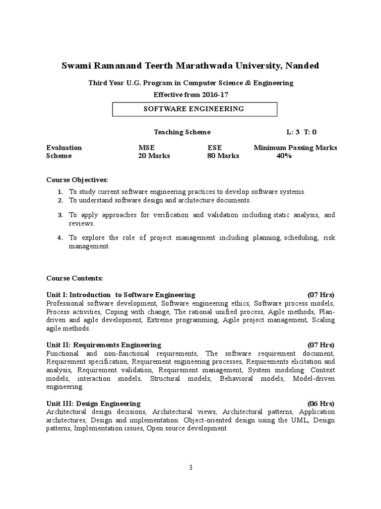 Software Engineering Course Overview | PDF | Parsing | Enterprise Java Beans