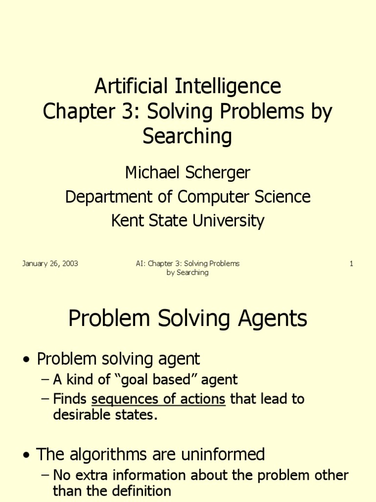 Artificial Intelligence Chapter 3: Solving Problems by Searching | PDF | Algorithms | Areas Of ...