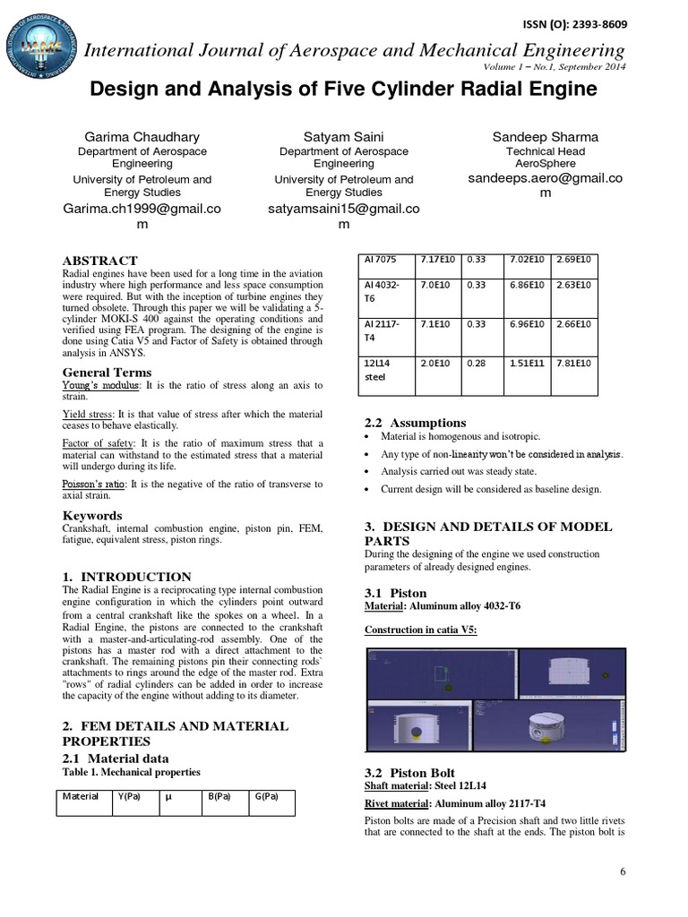 Design and Analysis of Five Cylinder Radial Engine | PDF | Piston ...