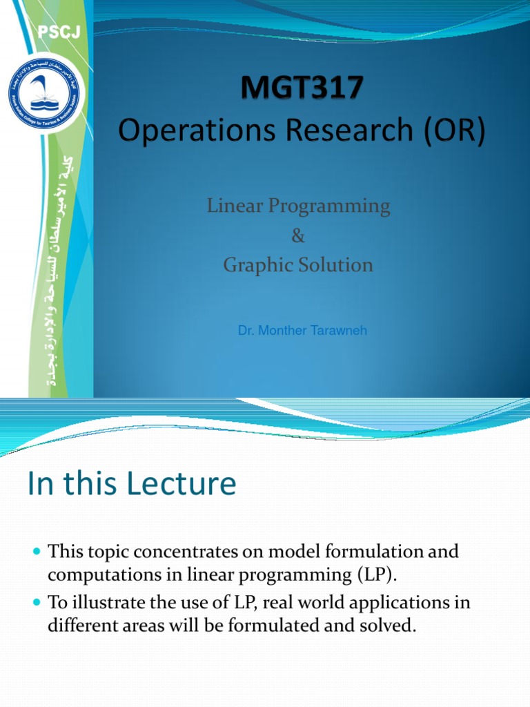 Lecture3 4 | PDF | Mathematical Optimization | Linear Programming