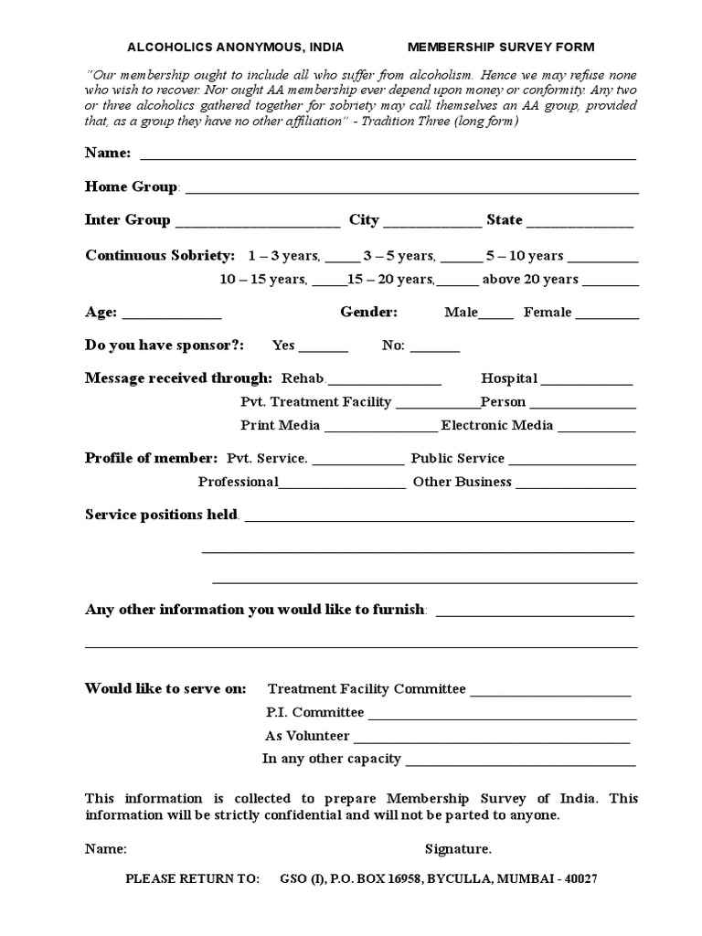 Membership Survey Form Individual 1 | PDF | Business