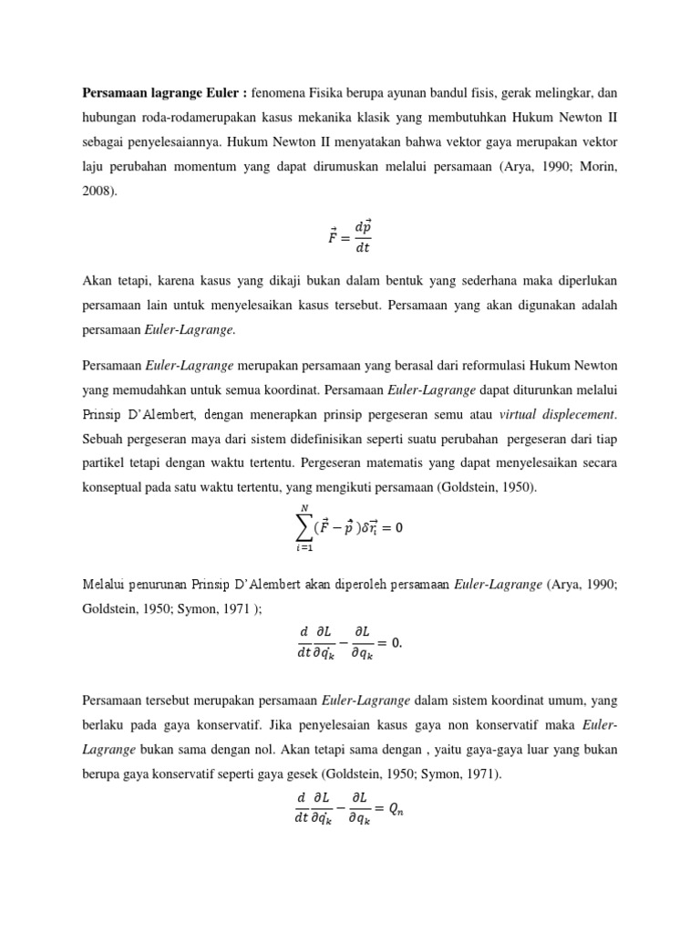 Euler Lagrange Equations | PDF