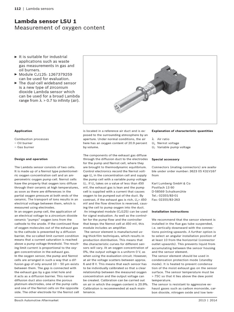 Bosch Lambda Sensor LSU 1 & 4.9 | Download Free PDF | Materials | Chemistry