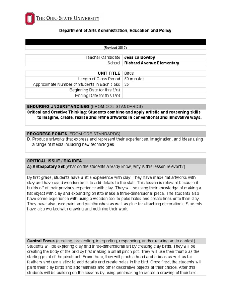 1st Grade - Clay | PDF | Classroom | Drawing