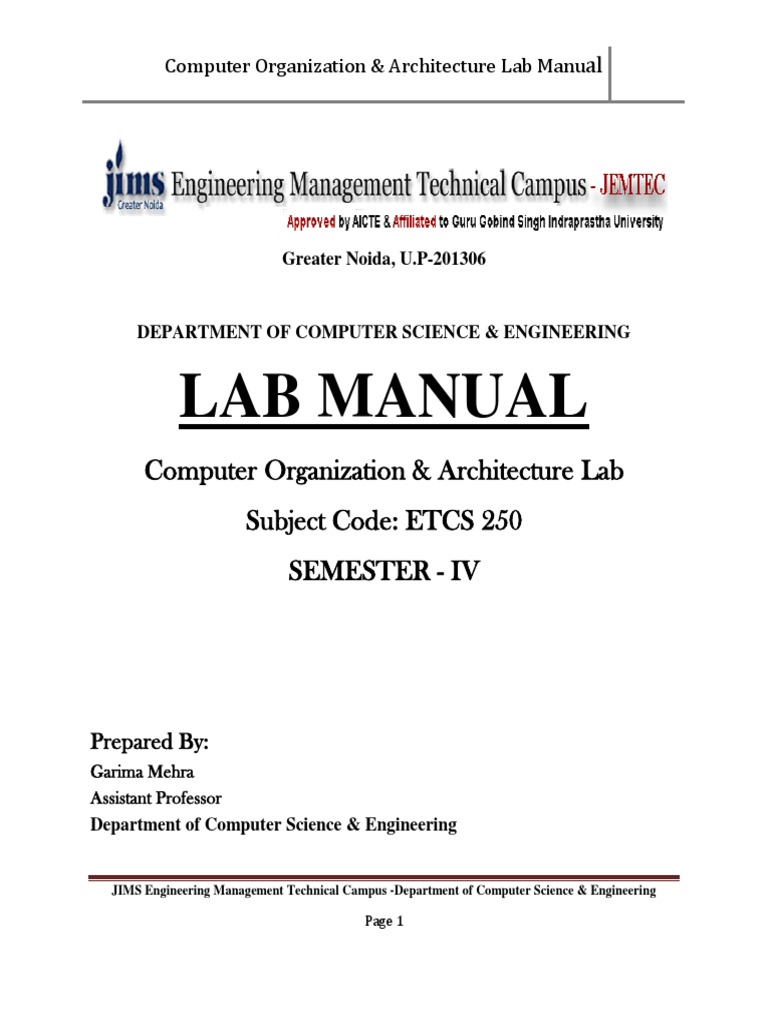 COA Lab Manual | PDF | Central Processing Unit | Computer Data