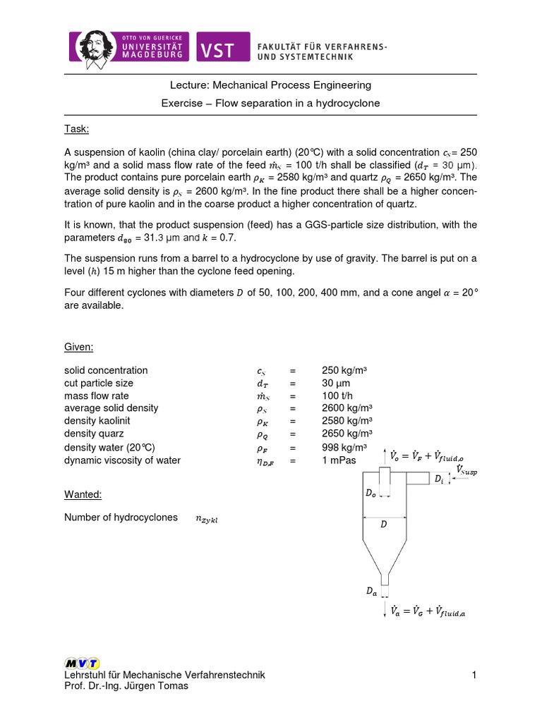 Hydrocyclone Solution | PDF | Chemical Engineering | Chemistry