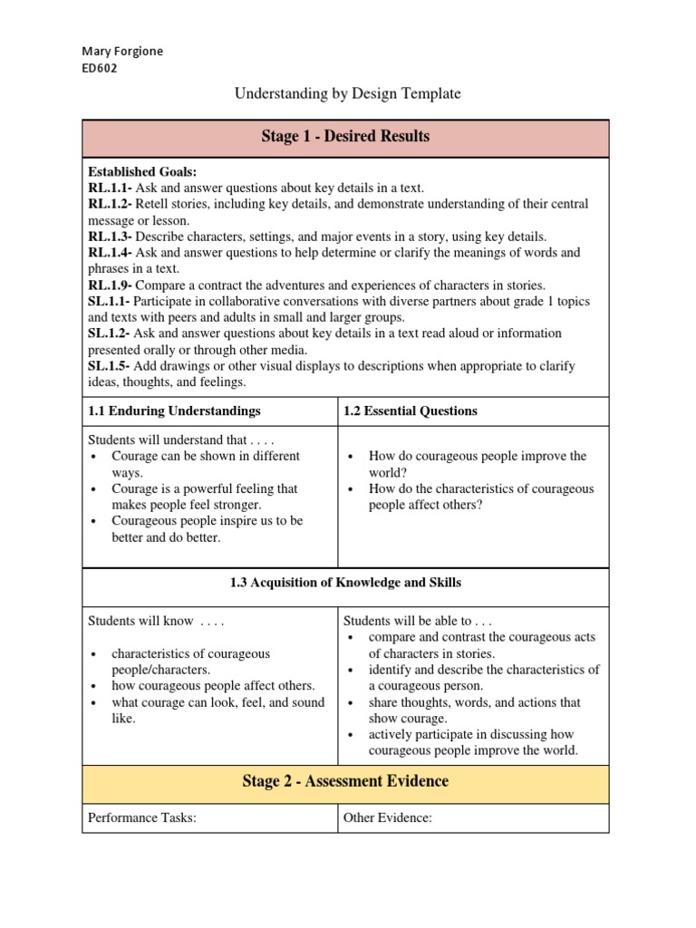 Ubd Template | PDF | Applied Psychology | Psychology