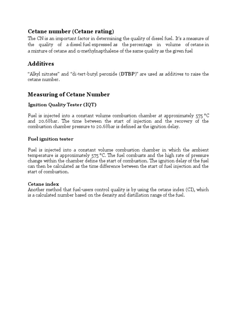 Cetane Number | PDF | Science & Mathematics | Technology & Engineering