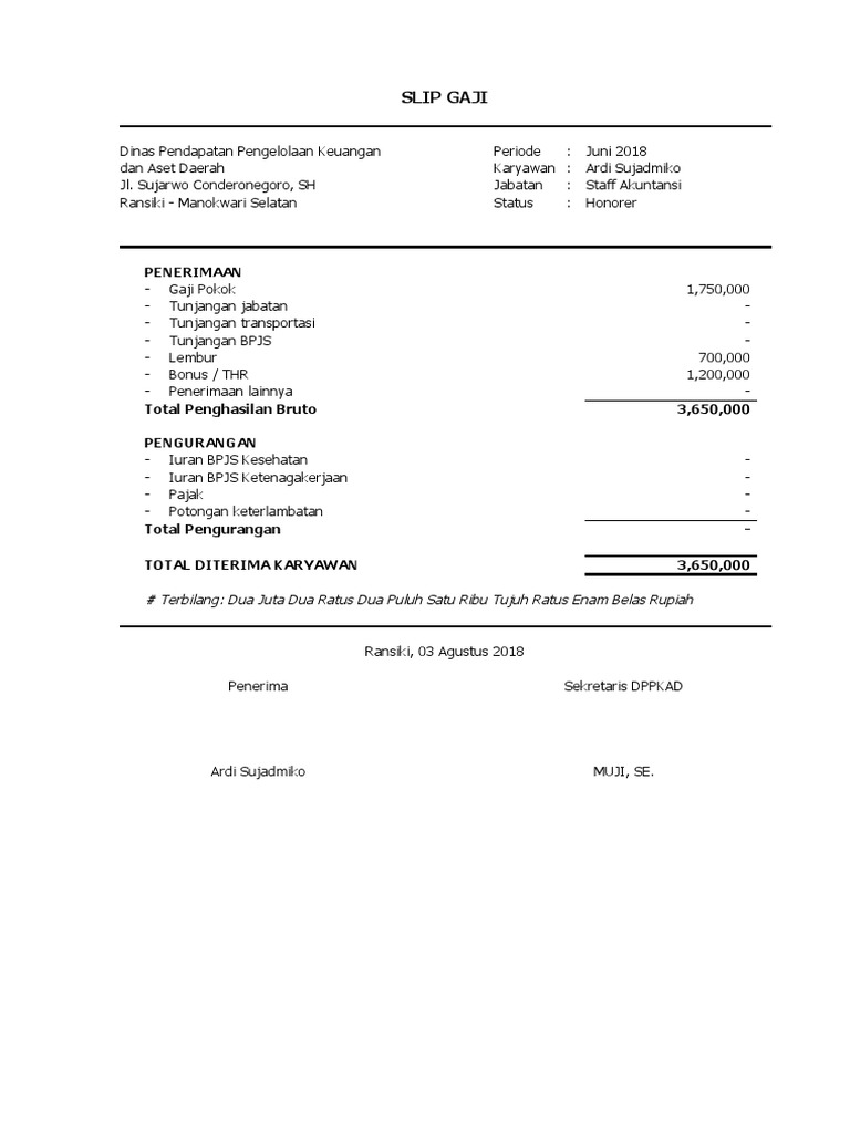 Contoh Slip Gaji | PDF