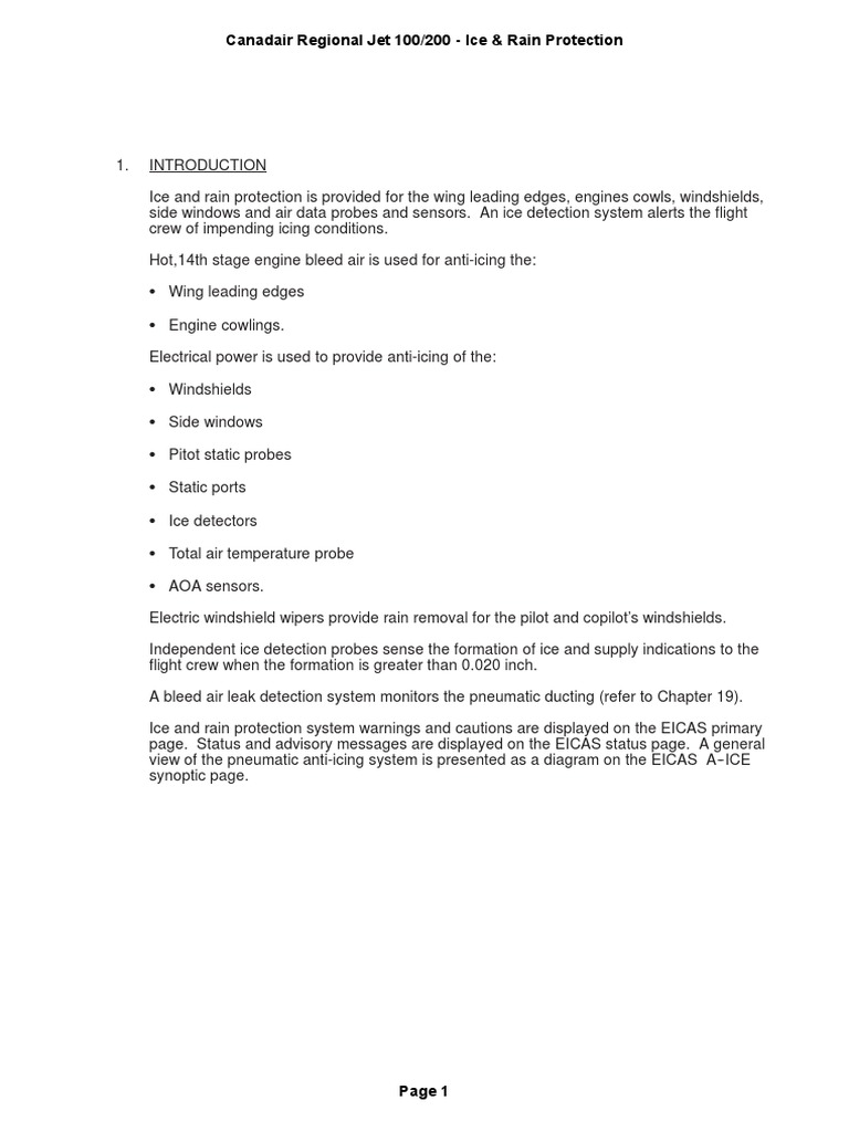 CRJ 100/200 Ice & Rain Protection Guide | PDF | Valve | Hvac