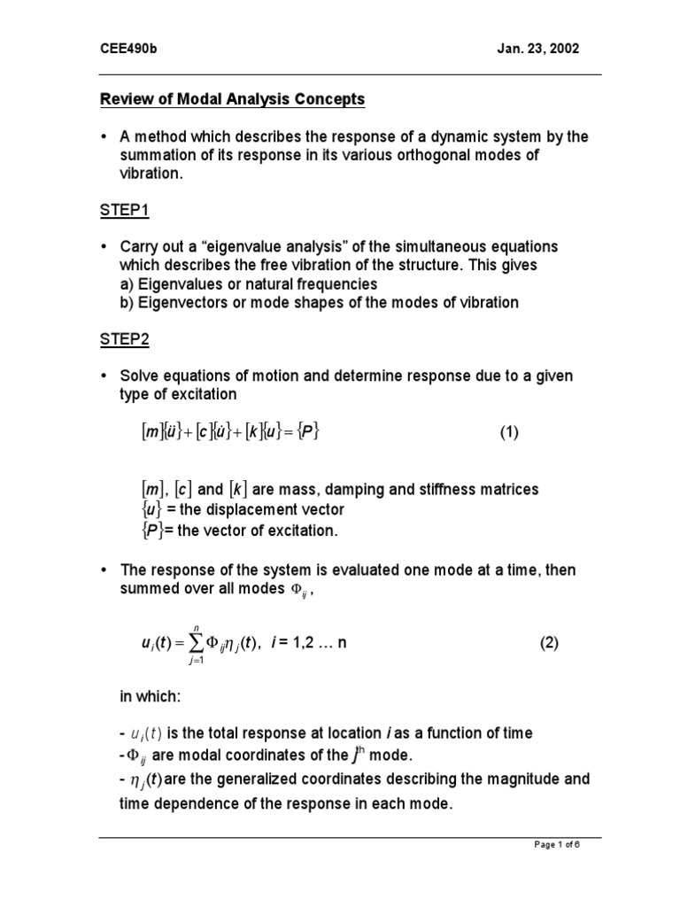 Review of Modal Analysis | Eigenvalues And Eigenvectors | Normal Mode