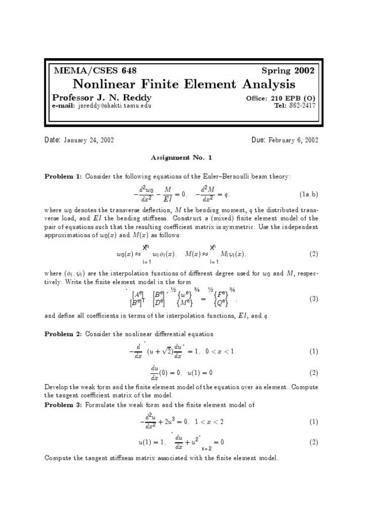 Assgnmnt 01 | PDF | Finite Element Method | Bending
