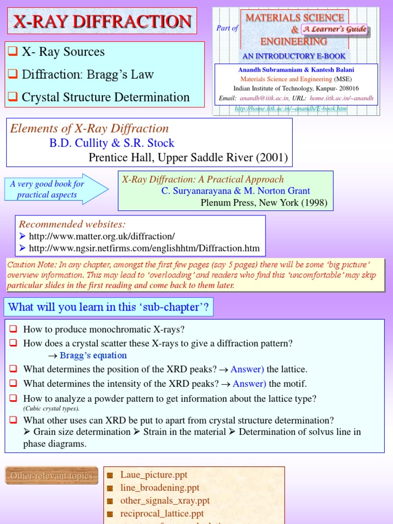 Chapter 3c X Ray Diffraction | PDF | X Ray Crystallography | Diffraction