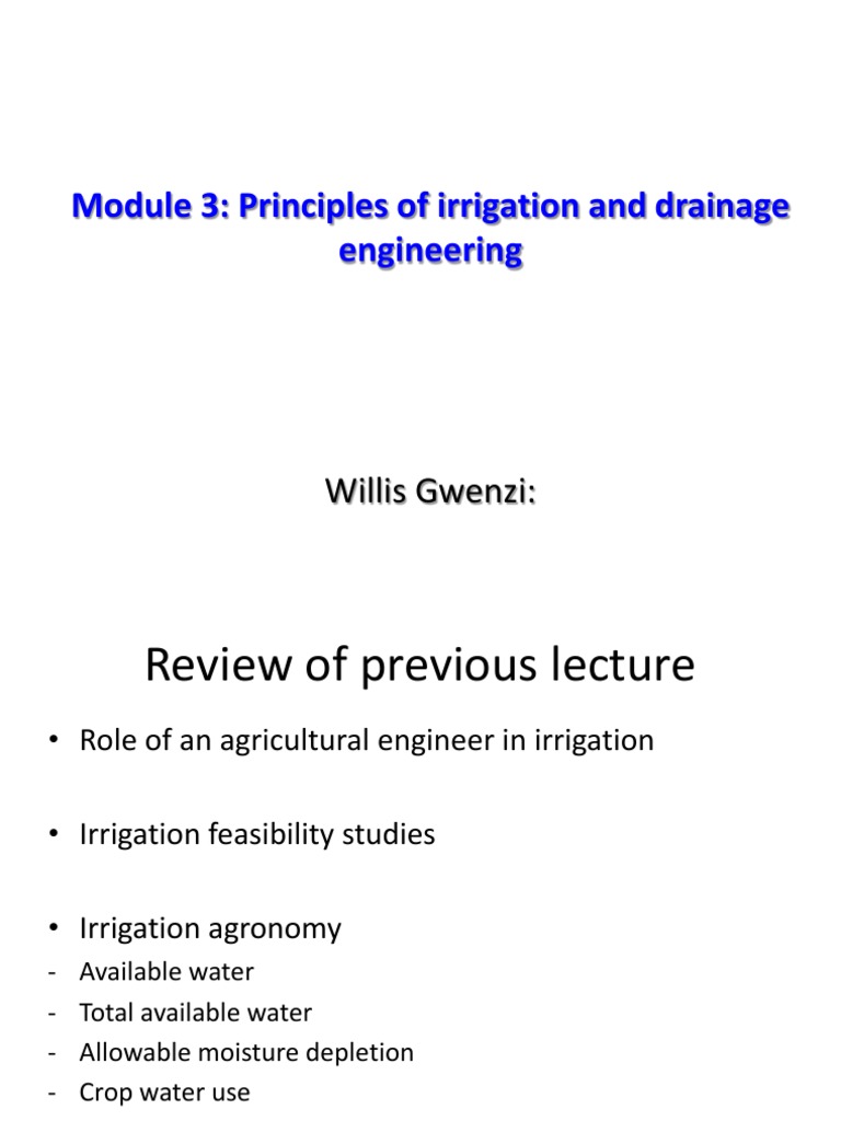 Module 3 - Principles of Irrigation and Draiange Engineering | PDF ...