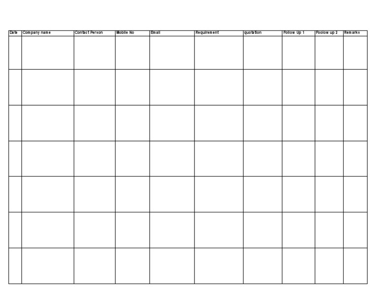 Follow Up Sheet | PDF