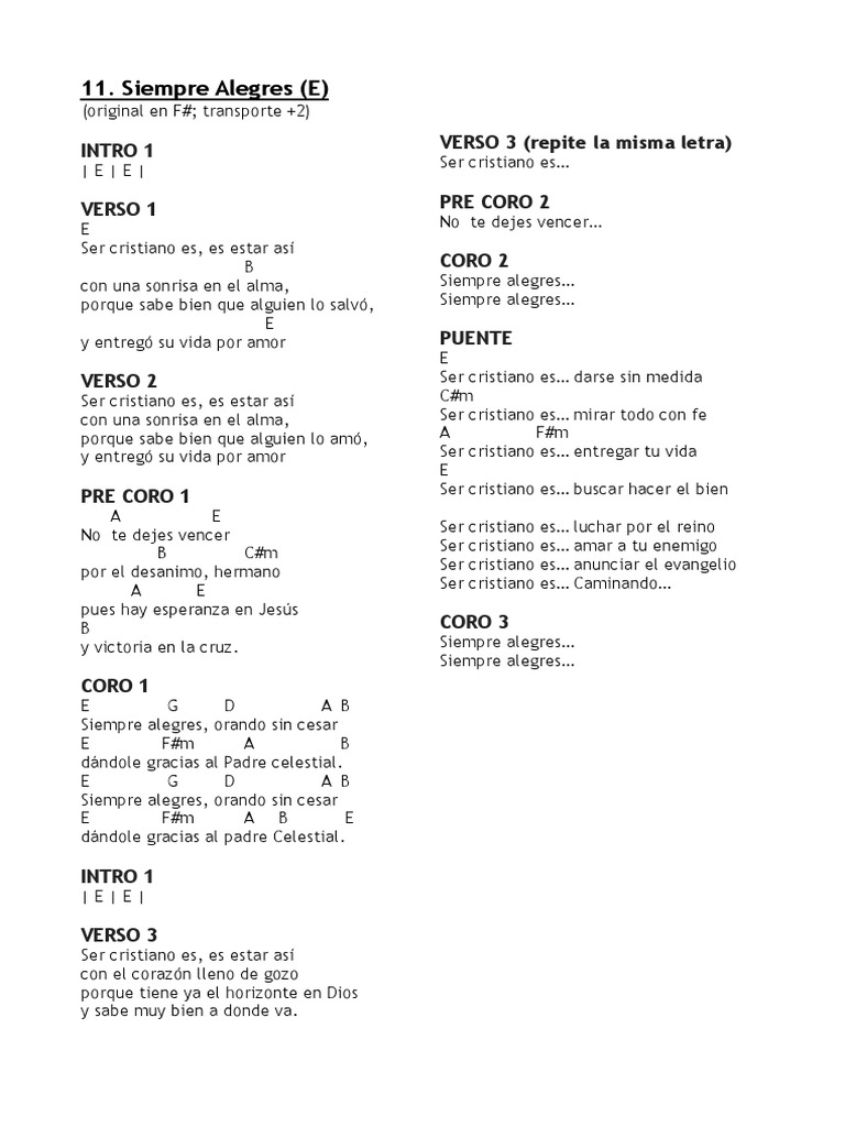 11 Siempre Alegres (Acordes) | PDF