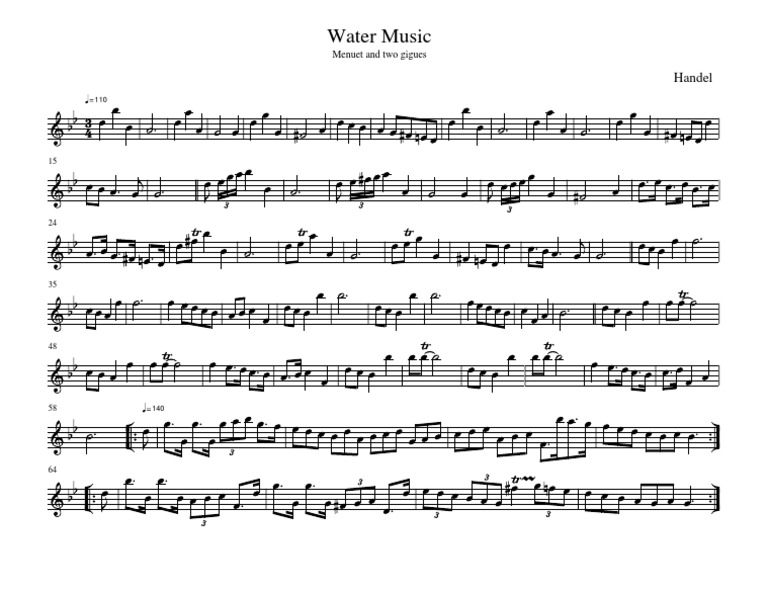 Handel's Water Music: Menuet & Gigues | PDF