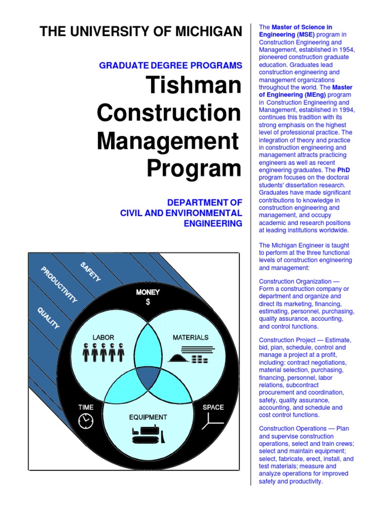 Tishman Construction Management Program, University of Michigan. | PDF ...