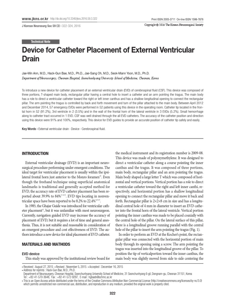 Device For Evd | PDF | Brain | Medicine