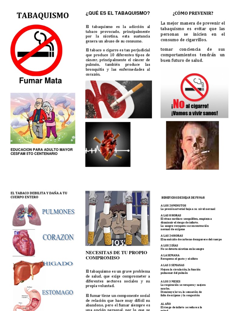 TABAQUISMO Triptico CON IMAGENES | PDF | Fumar tabaco | Adicción