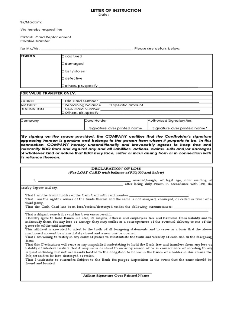 Letter of Instruction: Reason | PDF | Affidavit | Virtue