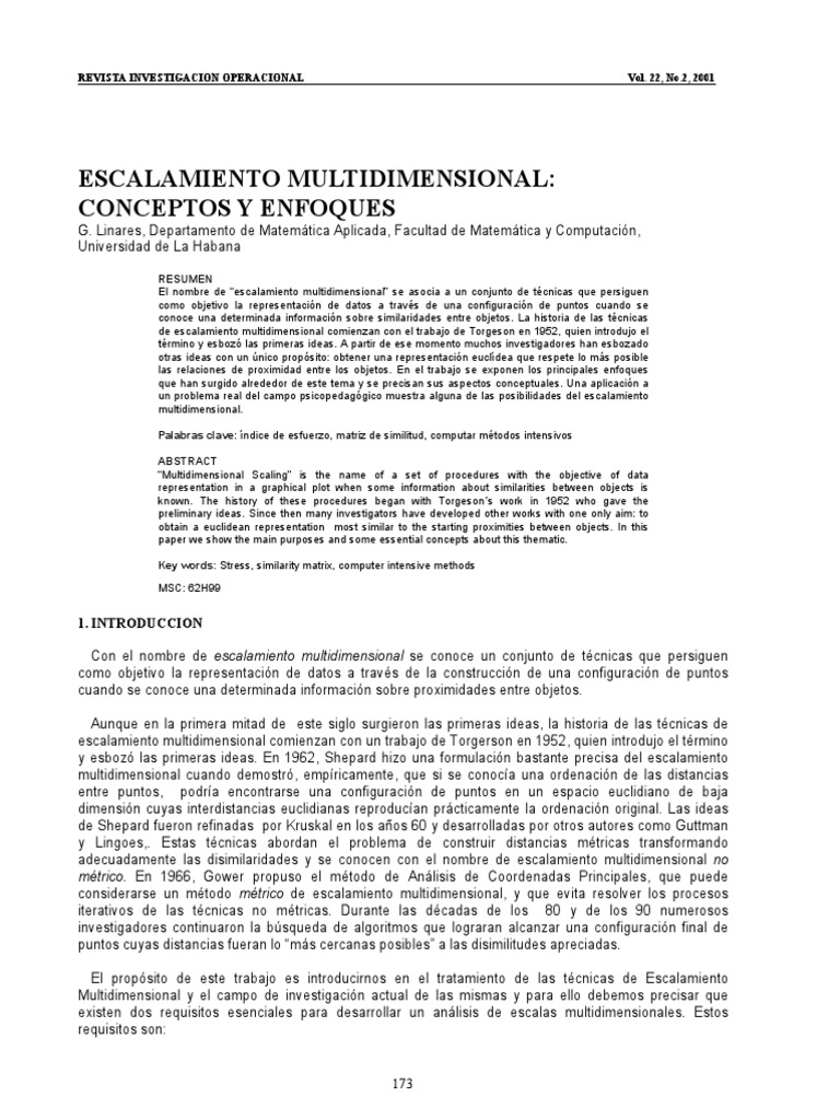 Escalamiento Multidimensional | PDF | Matriz (Matemáticas) | Algoritmo ...