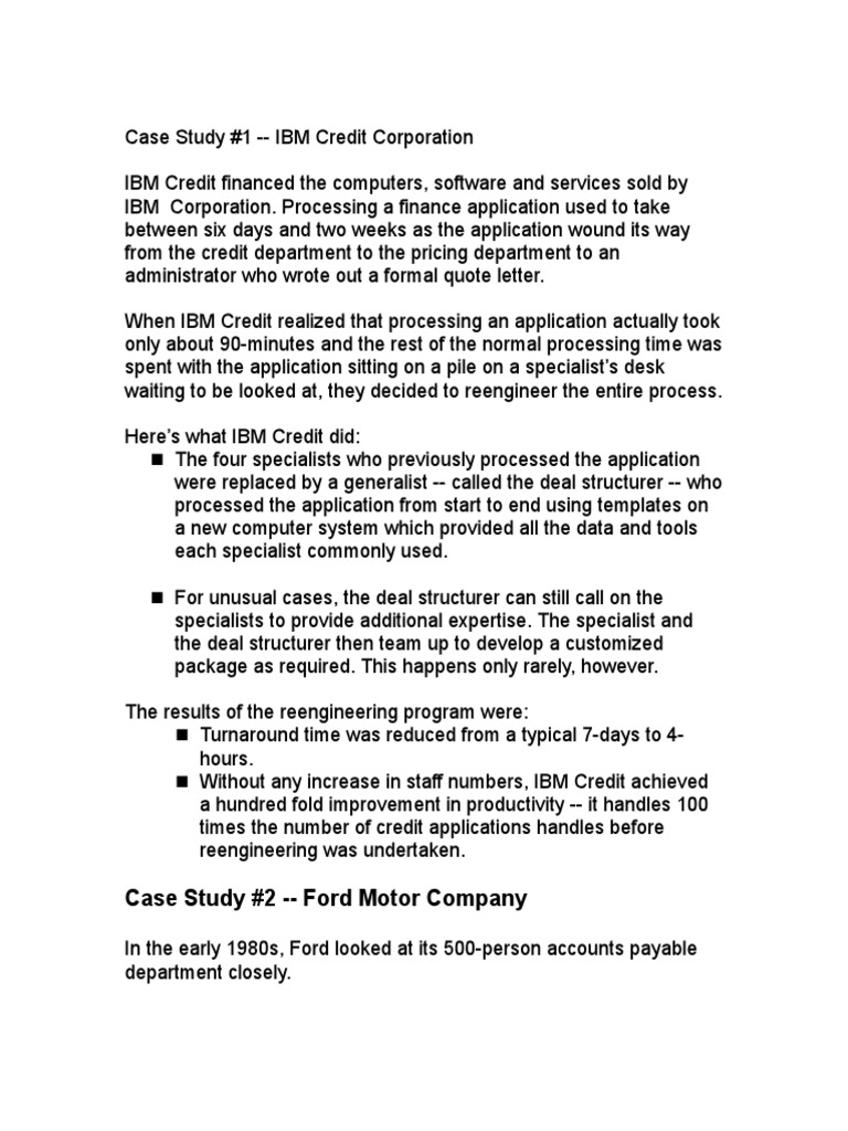 Streamlined Credit Application Processing: A Case Study of IBM Credit ...