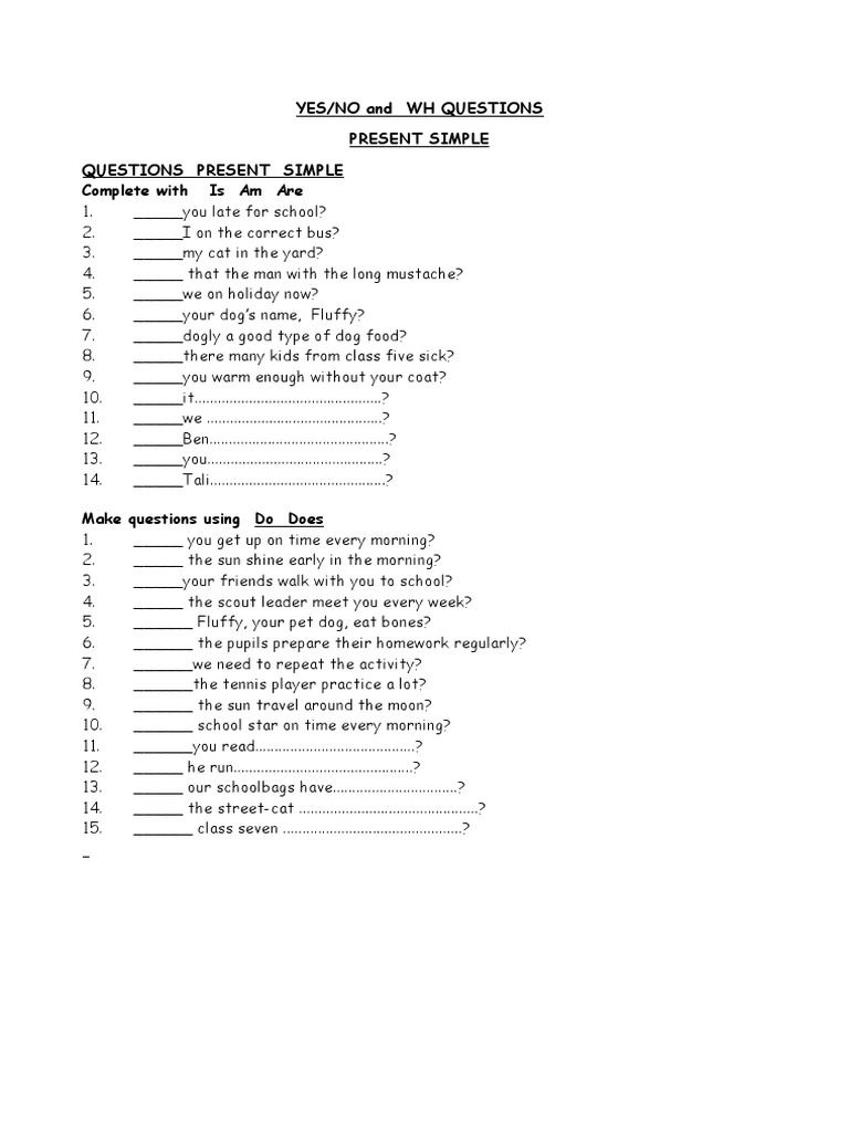 Yesno and WH Questions. | PDF | Foods | Leisure