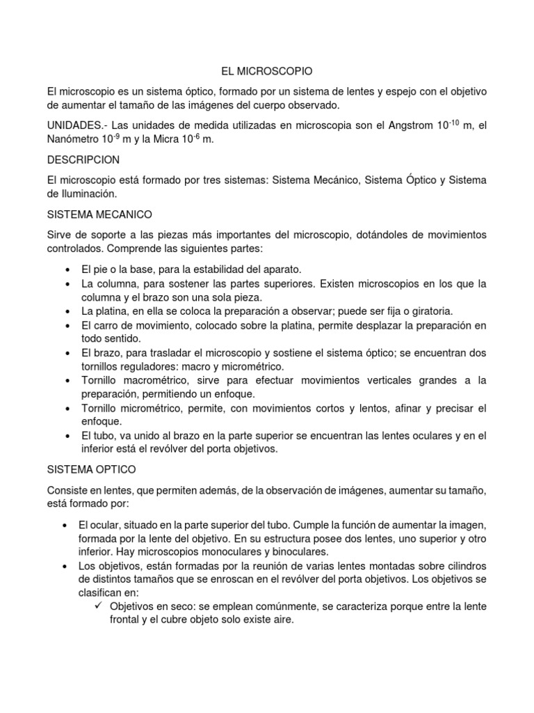 El Microscopio PDF | PDF | Óptica | Radiación electromagnética