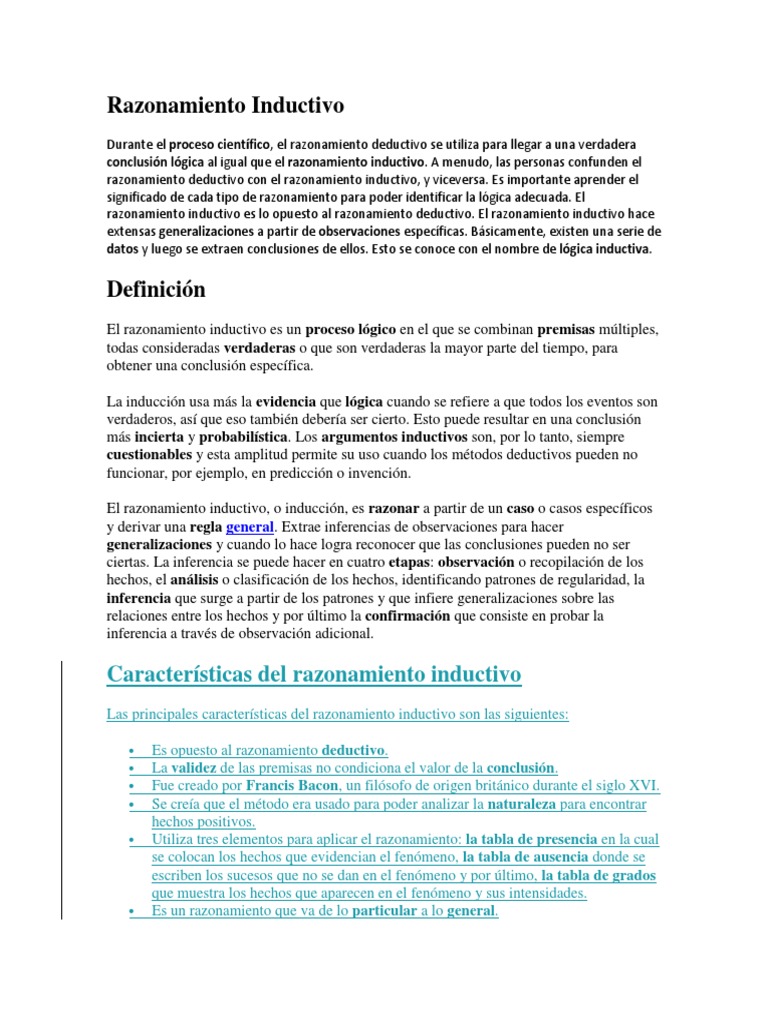Razonamiento Inductivo | PDF | Razonamiento inductivo | Razón