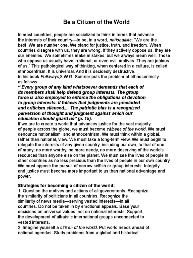 Be A Citizen of The World | PDF | Justice | Crime & Violence