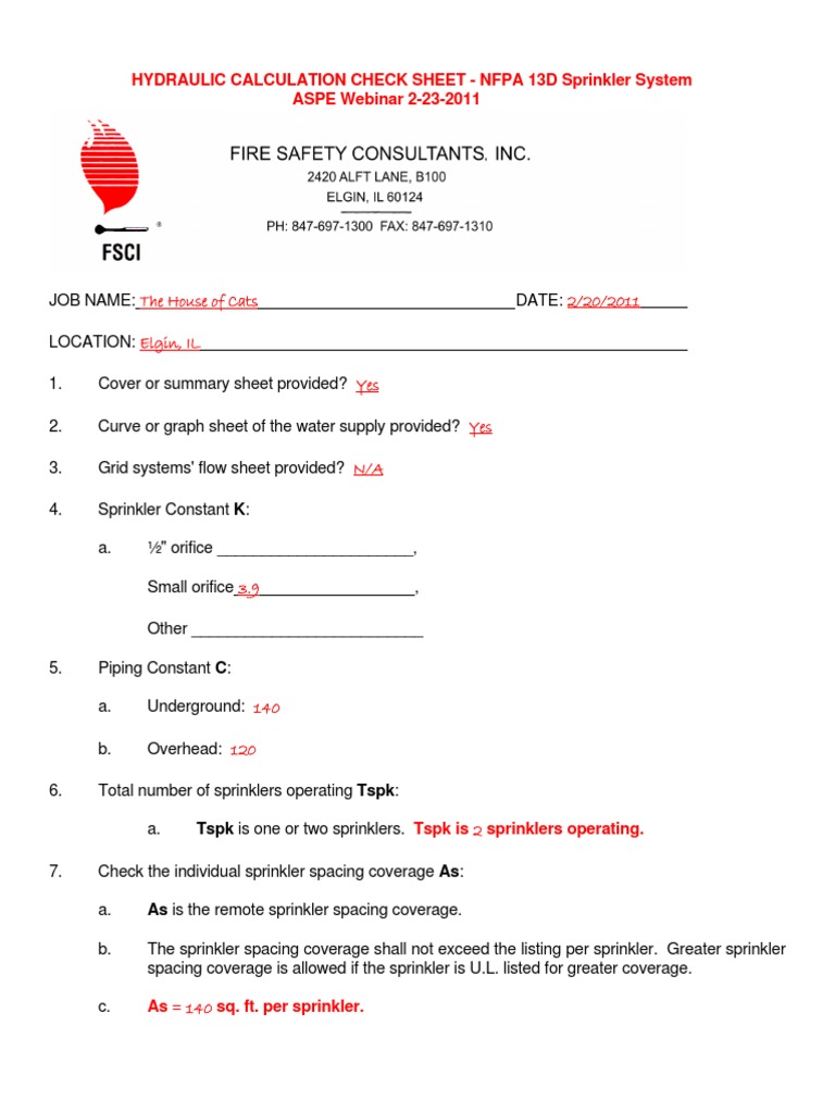 13D Form Calculations PDF | PDF | Fire Sprinkler System | Continuum ...