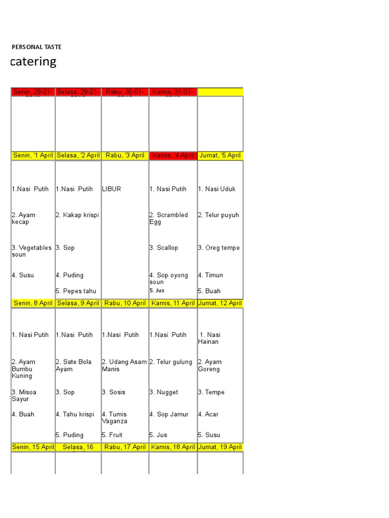 MENU April 2019 Revisi | PDF | Indonesian Cuisine | Southeast Asian Cuisine