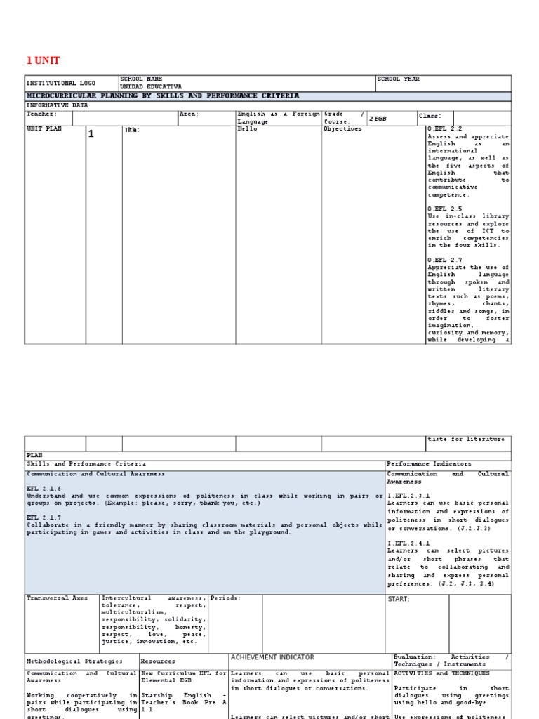 EFL Micro Plan 2do | PDF | English As A Second Or Foreign Language ...
