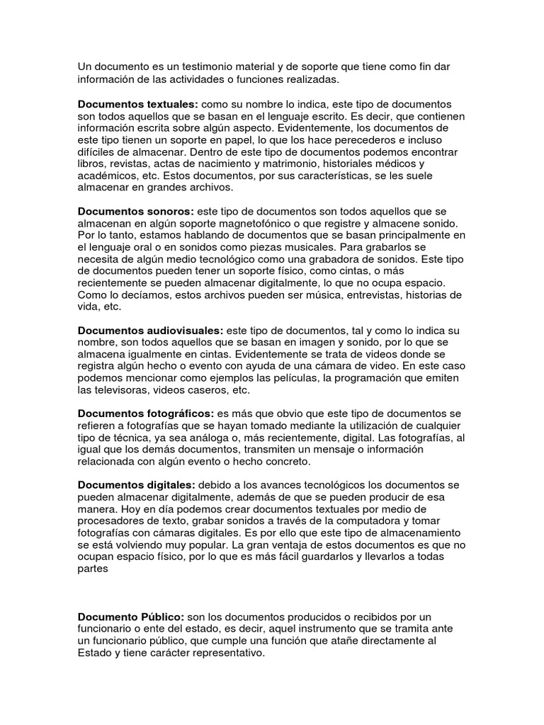 Tipos y Definición de Documentos | PDF | Documento | Información