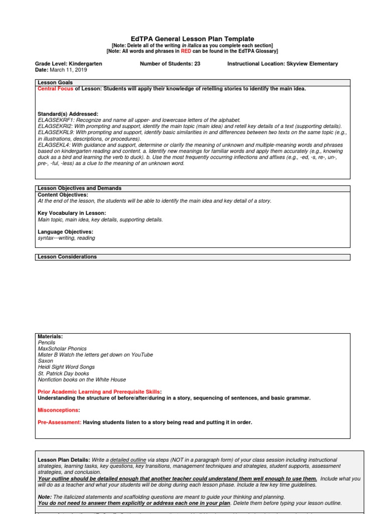 Edtpa Ela March 11 | PDF | Educational Assessment | Reading (Process)