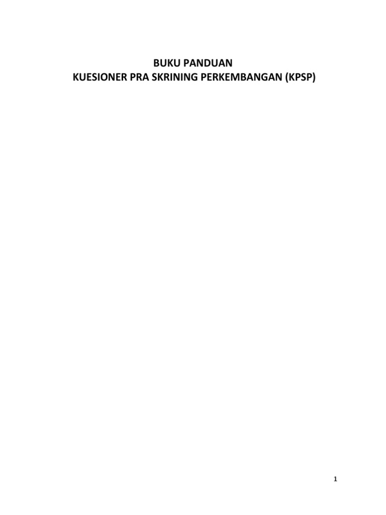 Buku Panduan Kuesioner KPSP Anak | PDF