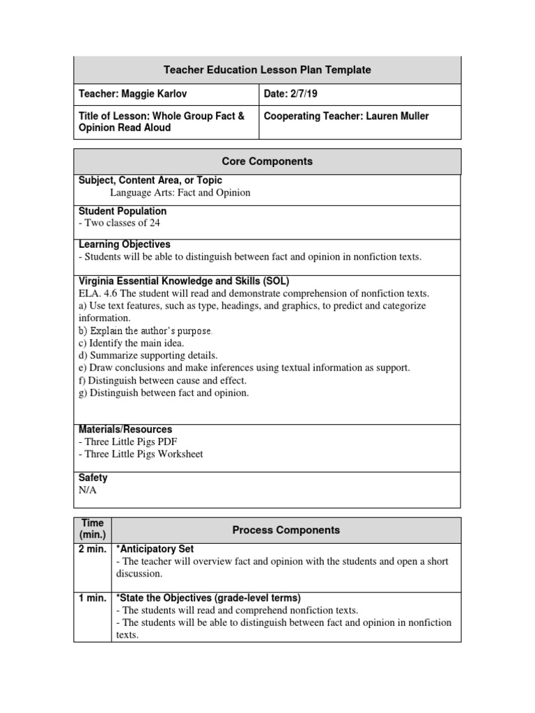 Teacher Education Lesson Plan Template | PDF | Teachers | Semiotics