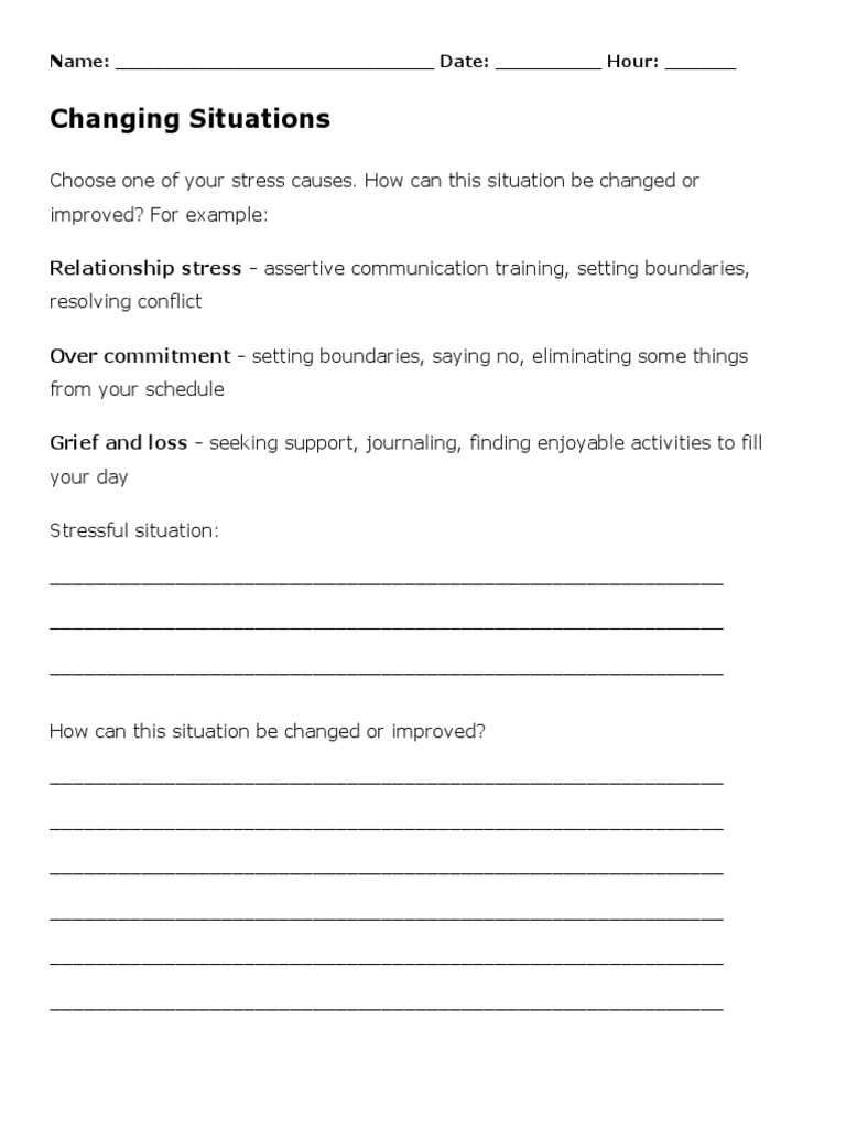 Stress Management Worksheet Guide | PDF