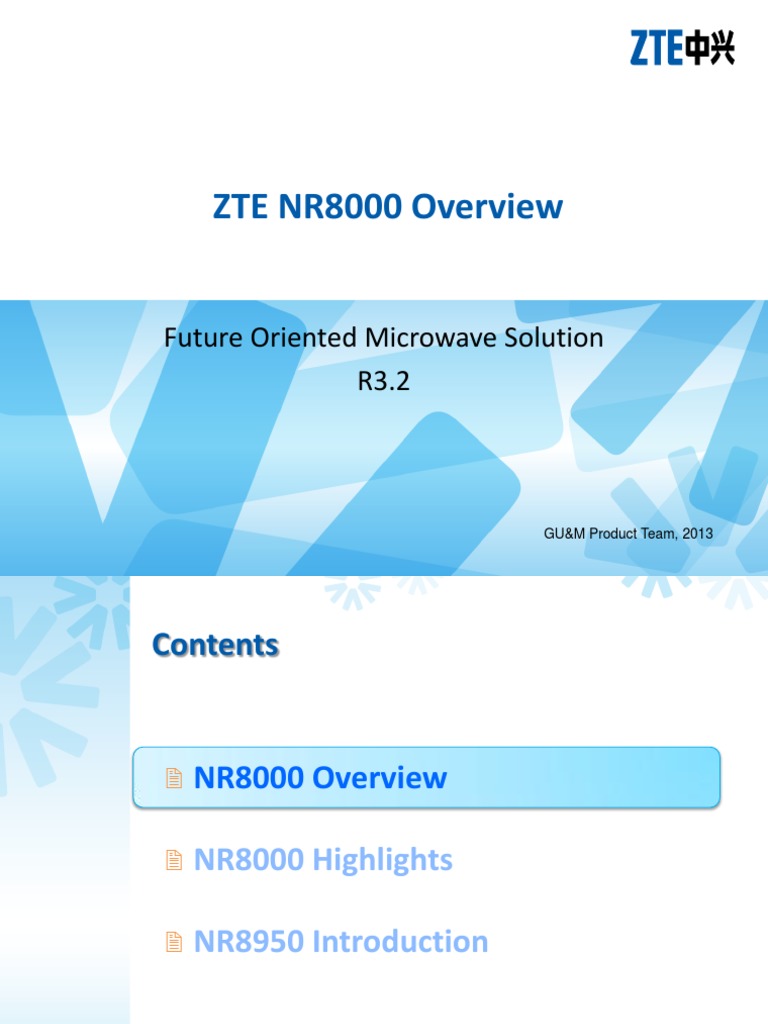 ZTE NR8000 Overview: Future Oriented Microwave Solution R3.2 | PDF ...