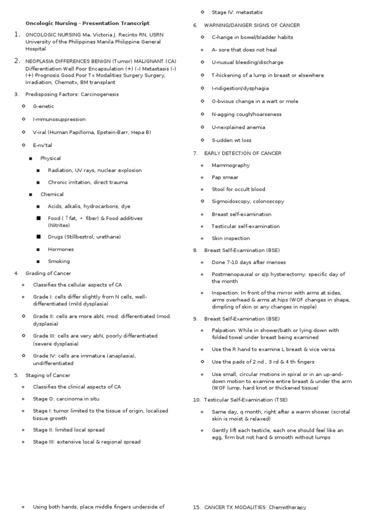 Oncologic Nursing - Presentation Transcript | PDF